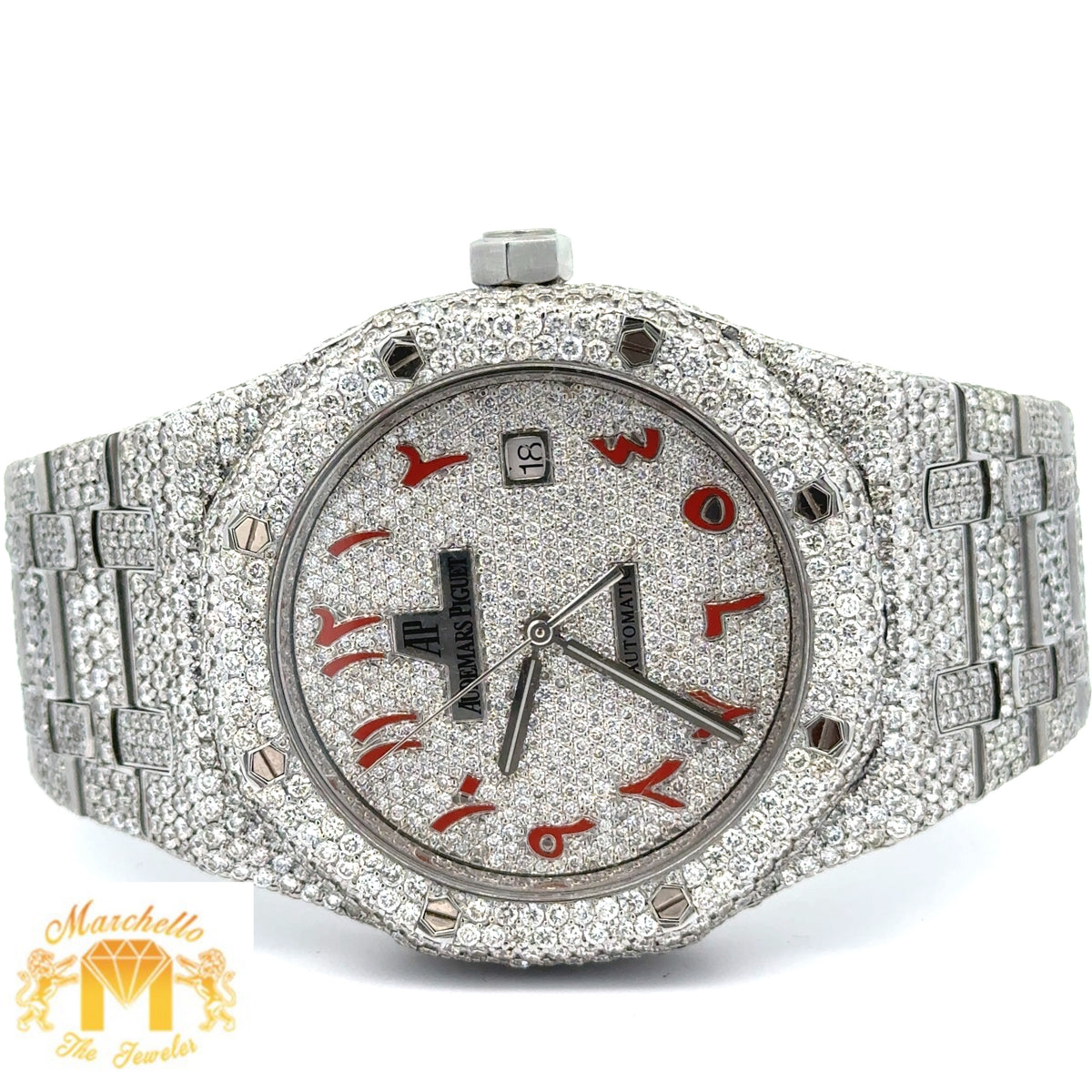 4 piece deal: 41mm Iced out Audemars Piguet AP Watch + White Gold and – MTJ