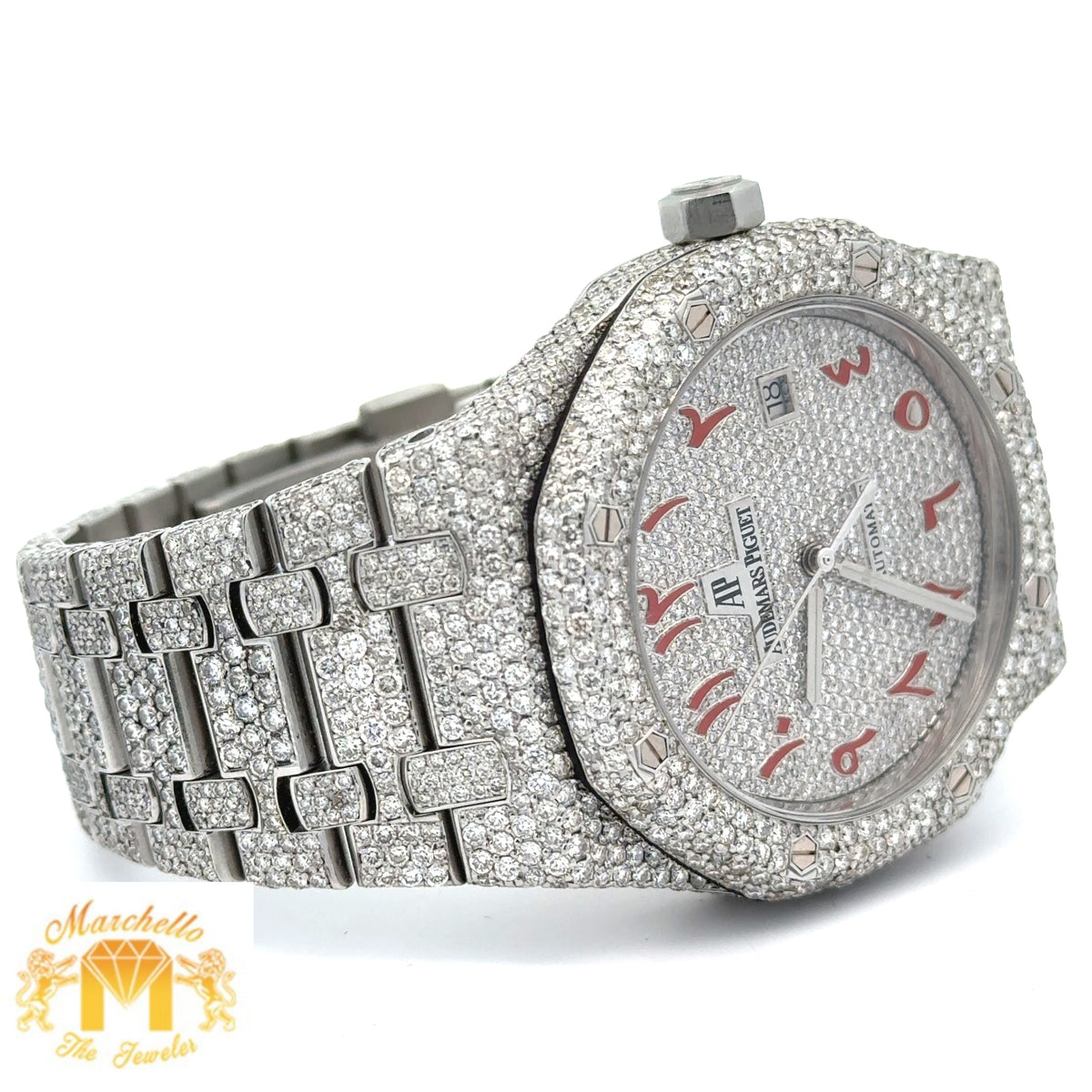 4 piece deal: 41mm Iced out Audemars Piguet AP Watch + White Gold and – MTJ