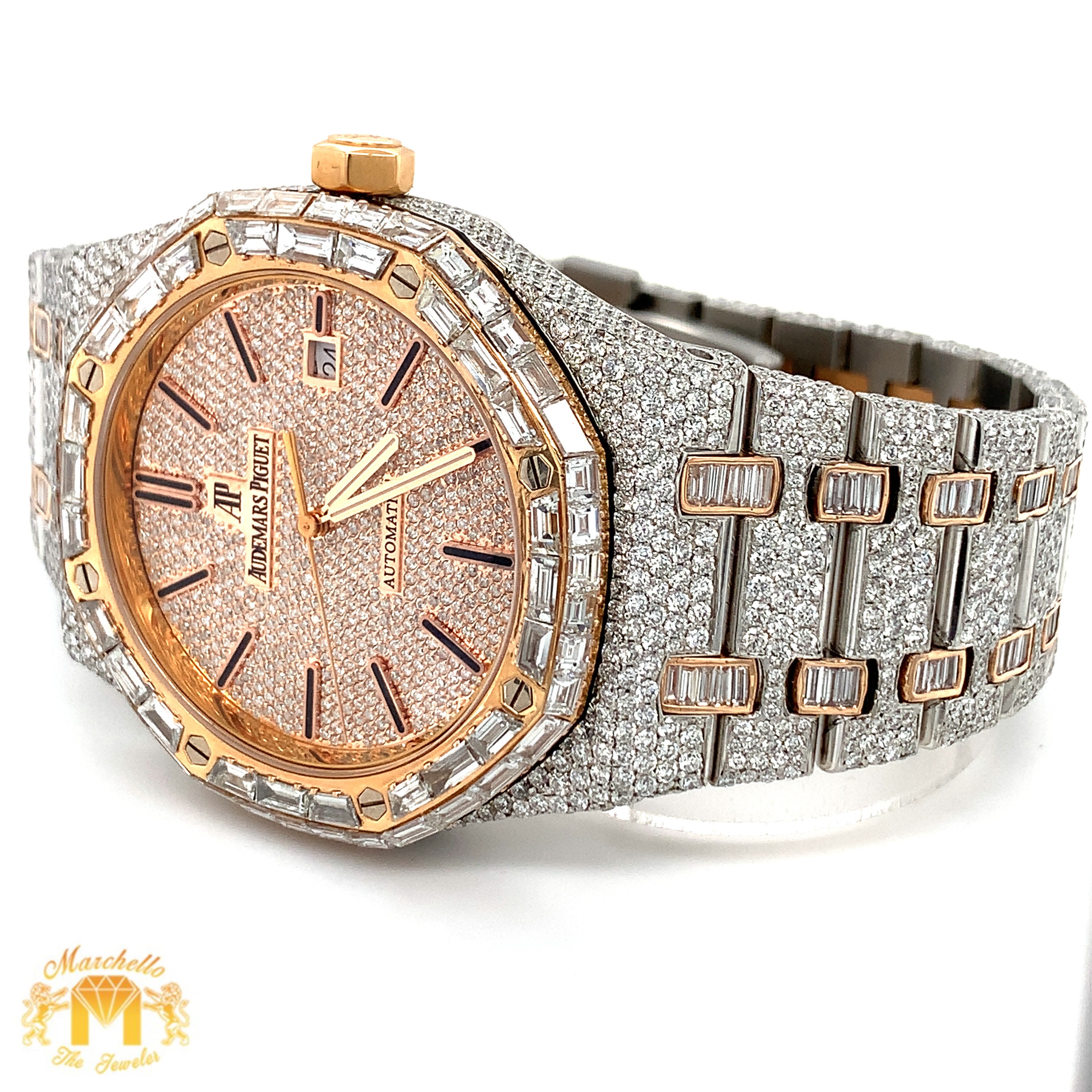 Iced out 41mm Audemars Piguet Two-tone Rose Gold AP Diamond Watch ...