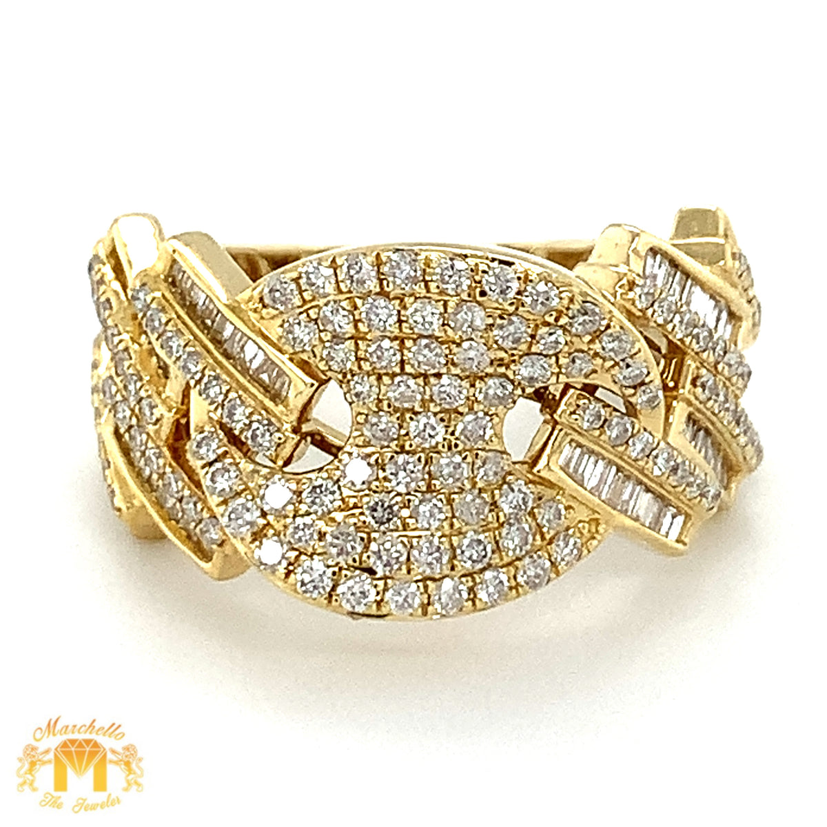 14k Gold Hybrid Cuban Style Diamond Ring (choose a color) – MTJ