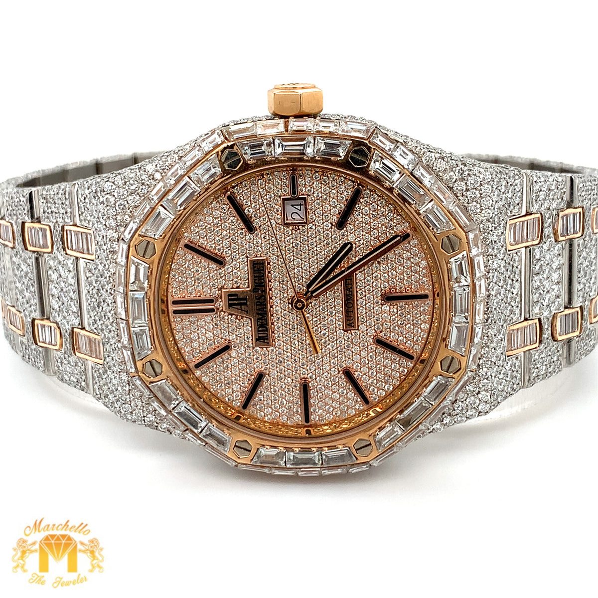 Iced out 41mm Audemars Piguet Two-tone Rose Gold AP Diamond Watch – MTJ