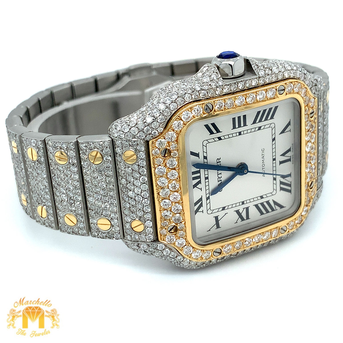 Iced out 36mm Cartier Two-tone Diamond Watch – MTJ