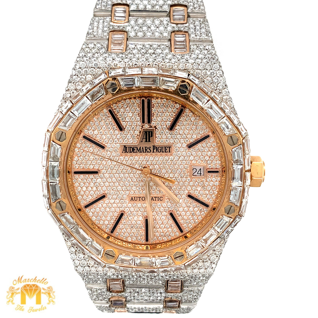 Iced out 41mm Audemars Piguet Two-tone Rose Gold AP Diamond Watch ...