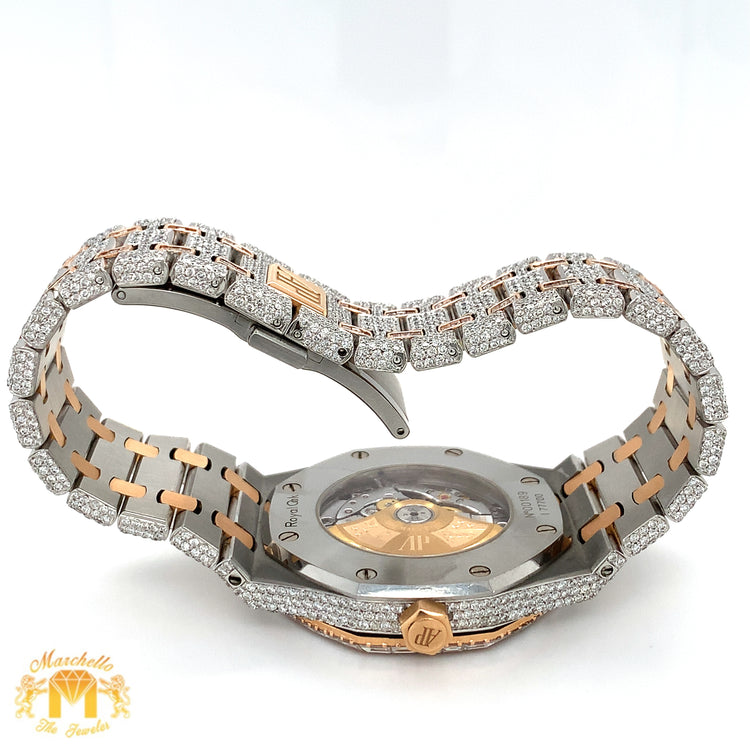 Iced out 41mm Audemars Piguet Two-tone Rose Gold AP Diamond Watch ...