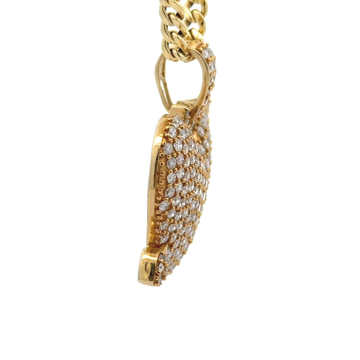 14k Yellow Gold Arrow through Heart Pendant and Yellow Gold Cuban Link ...