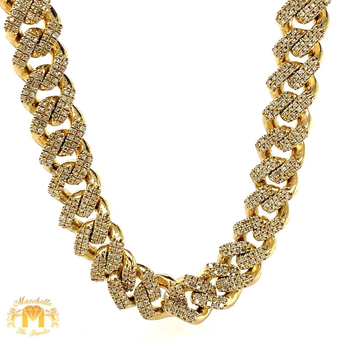 4.43ct Diamond Solid Gold 9x8mm Miami Cuban Link Chain (banana-shaped – MTJ