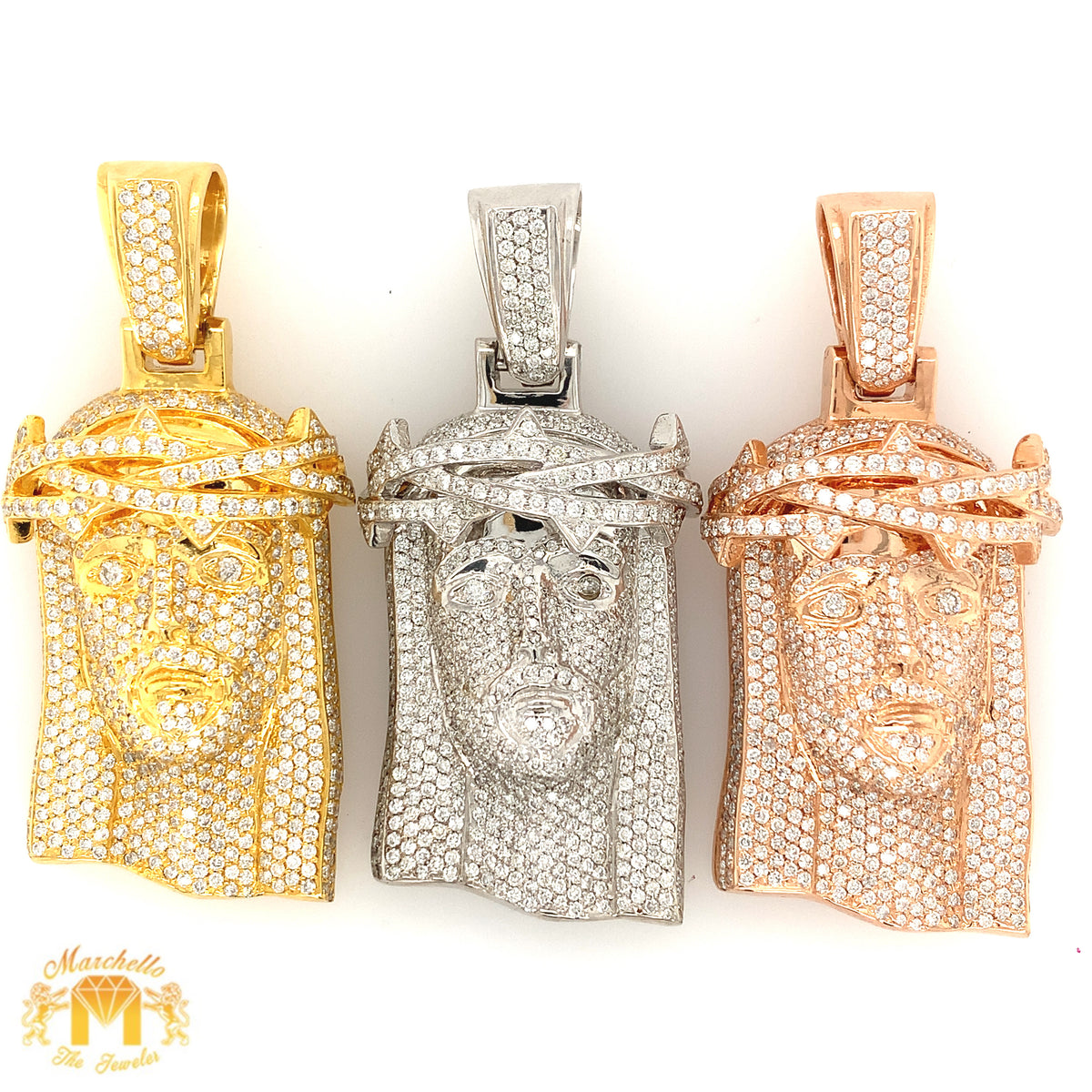 14k Gold Solid Jesus Diamond Pendant (choose your color) – MTJ