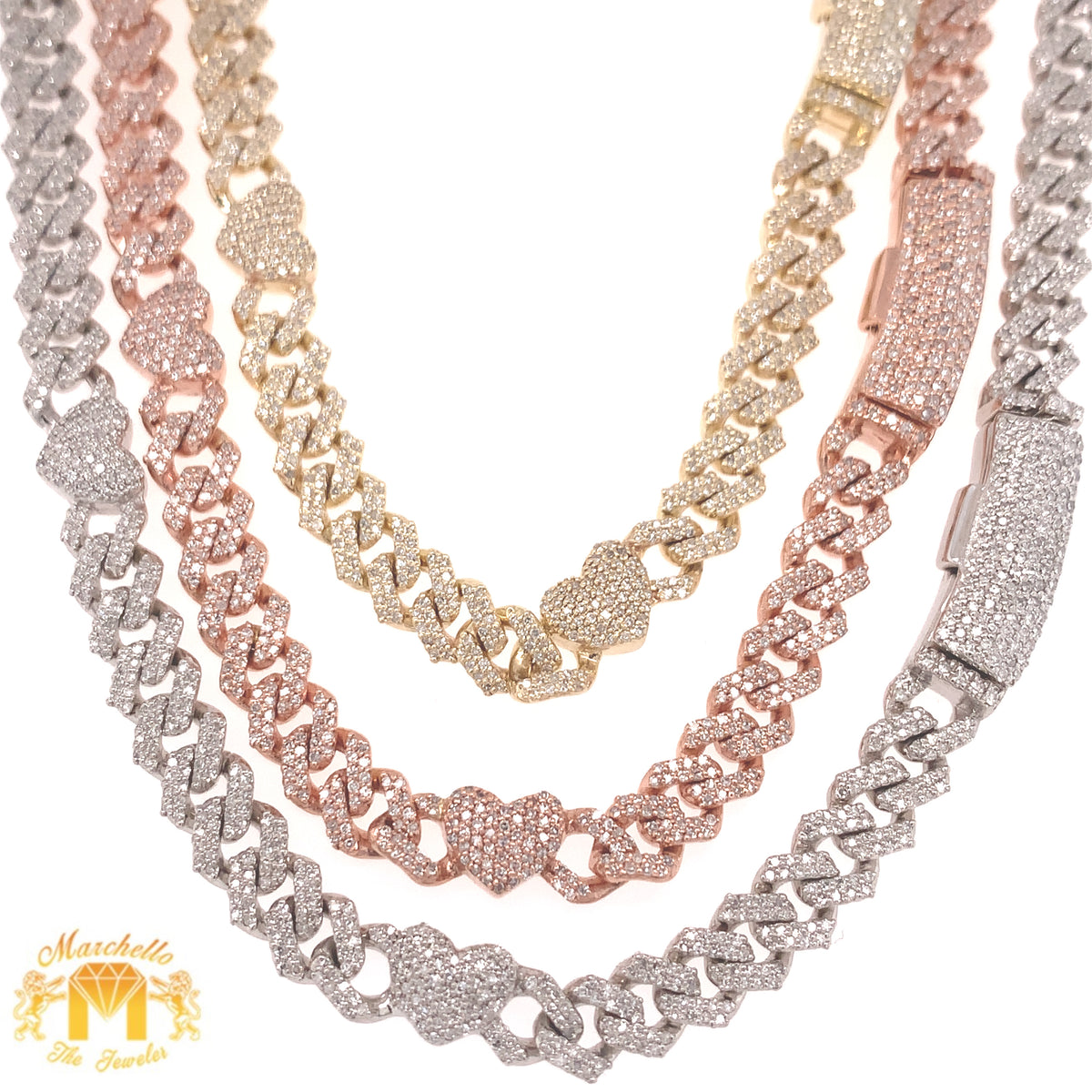 6ct Diamond 10k Gold 7MM Miami Cuban Heart Chain (solid, banana clasp ...