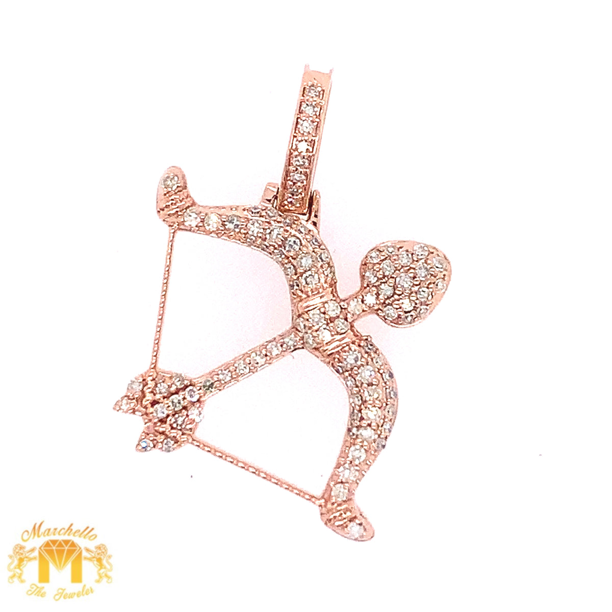 14k Gold Diamond Bow and Arrow Pendant with 14k Gold Cuban Link Chain – MTJ